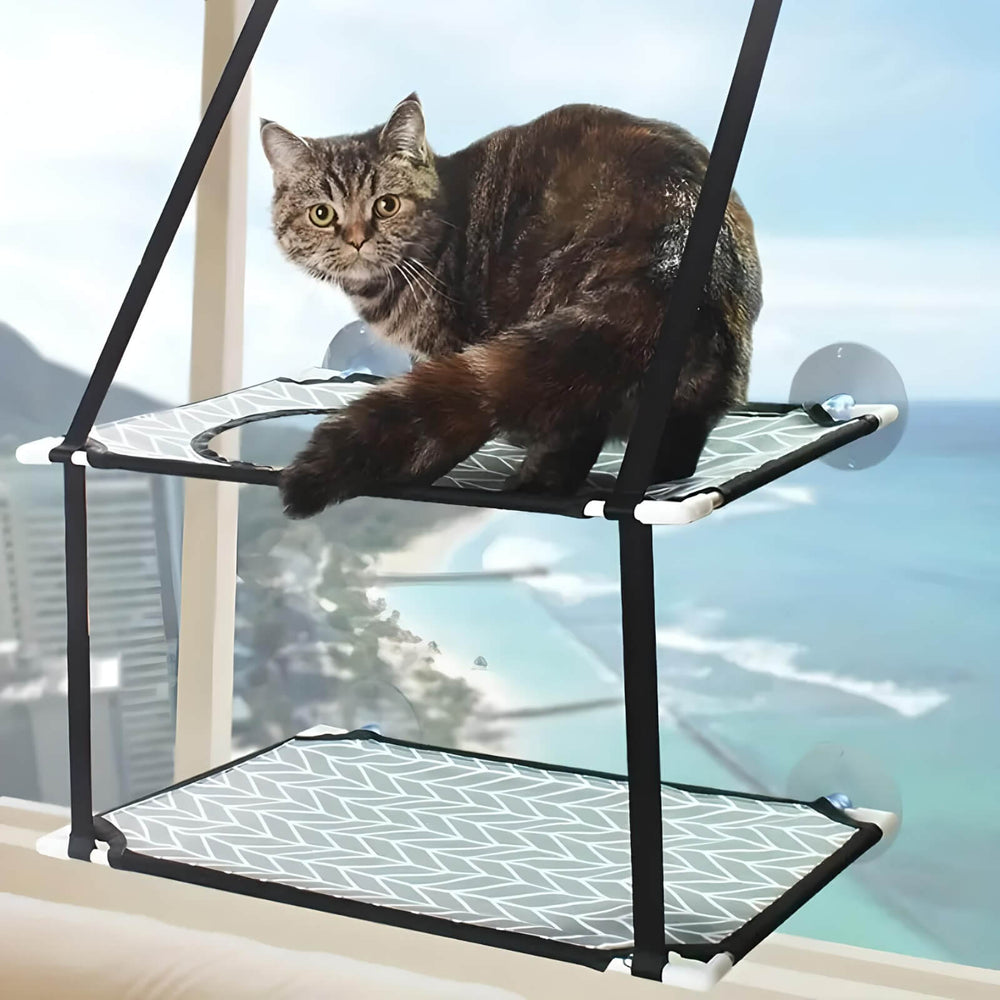 Double Cat Hammock - Cozy 2-Layer Window Perch for Multiple Cats